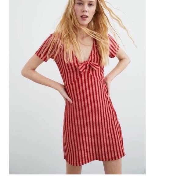 Zara | Dresses | Zara Red Striped Short Sleeve Mini Dress | Poshmark